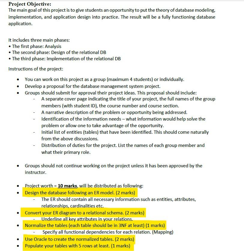 Solved Please help me with the project - Databases for the | Chegg.com