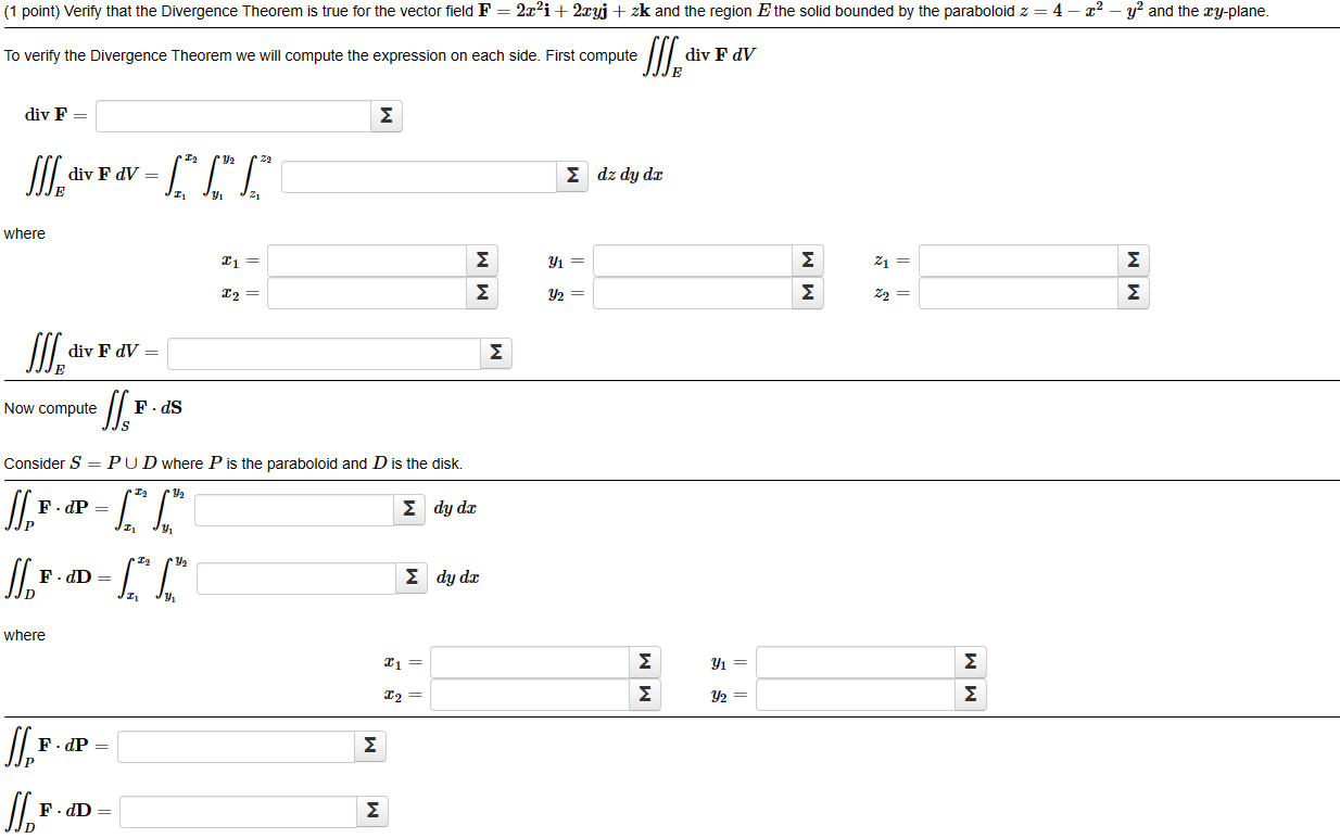 Solved 1 Point Verify That The Divergence Theorem Is True 