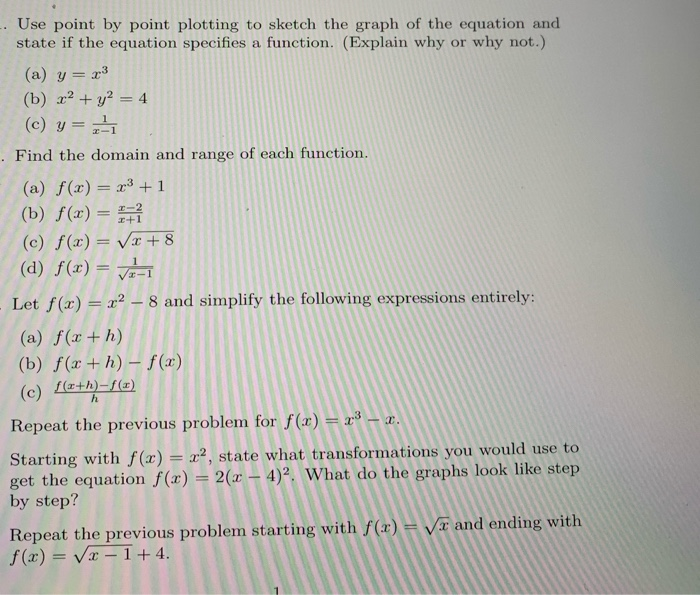 Solved Use point by point plotting to sketch the graph of | Chegg.com