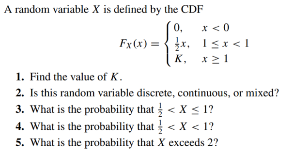 Solved A random variable x ﻿is defined by the | Chegg.com