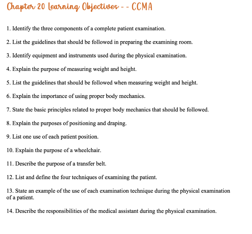 Solved Chapter 20 learning Objectives - - CCMA 1. Identify | Chegg.com