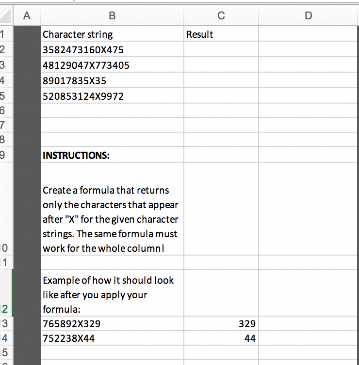 Solved Create A Formula That Returns Only The Characters