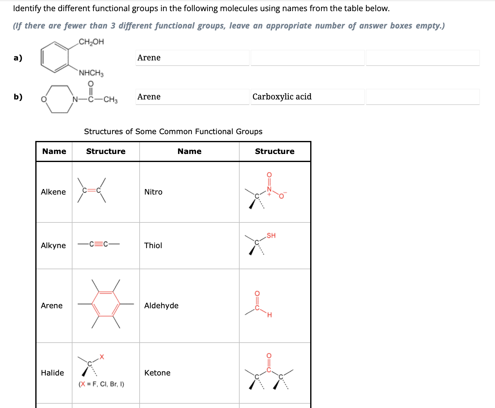 Solved Identify the different functional groups in the | Chegg.com