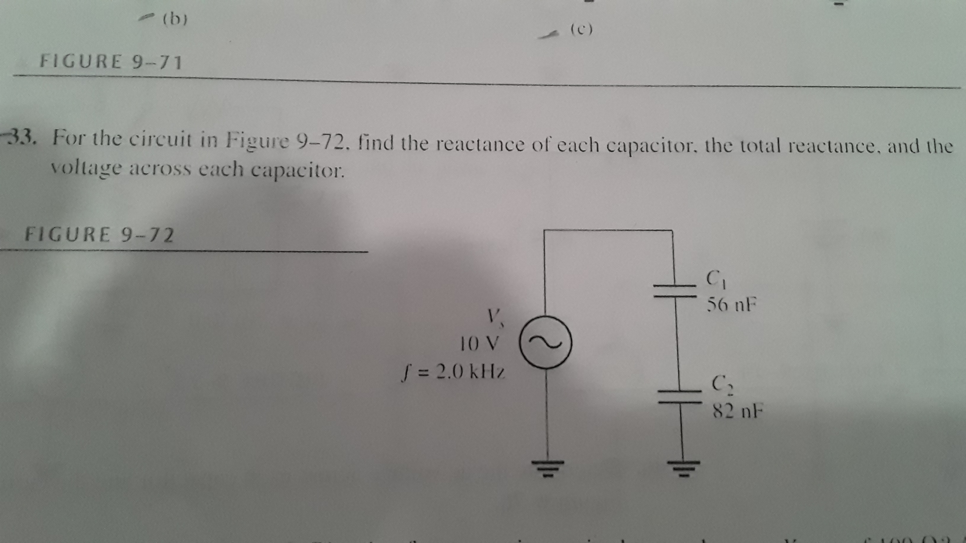 Solved For the circuit in Figure 9-72. find the reactance of | Chegg.com