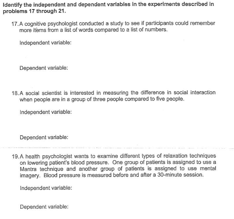 Solved Identify the independent and dependent variables in | Chegg.com