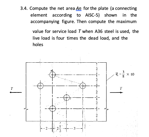 Solved 3.4. Compute the net area An for the plate (a | Chegg.com