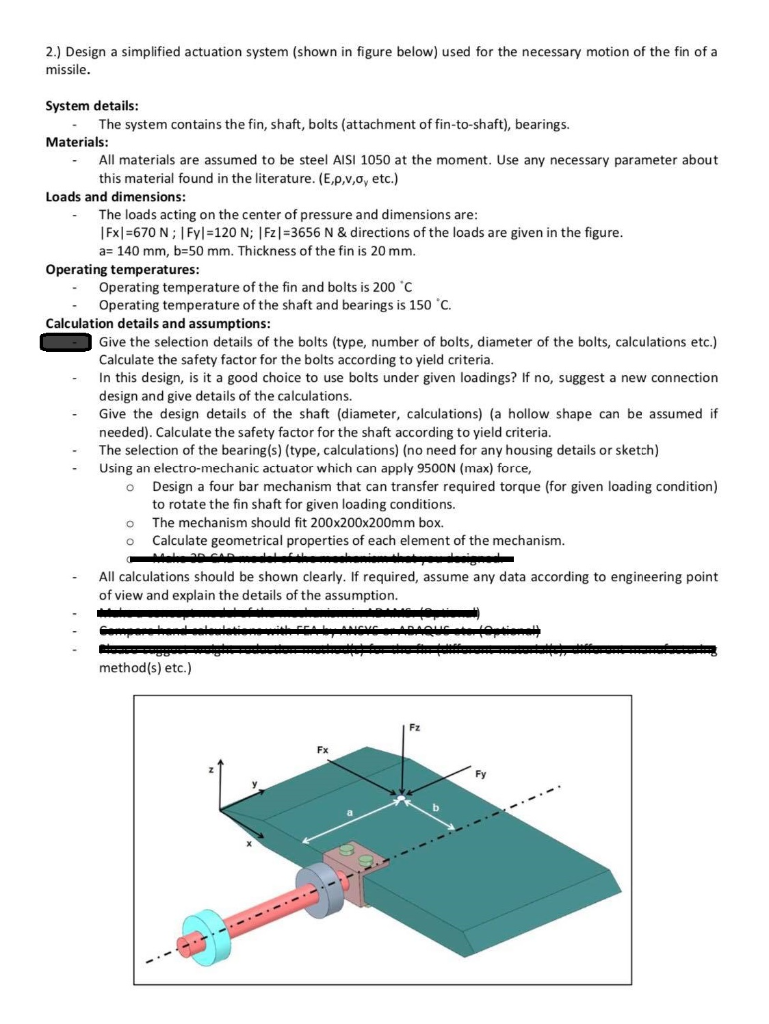 2.) Design a simplified actuation system (shown in | Chegg.com