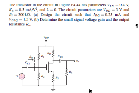 Solved The transistor in the circuit in Figure P4.44 ﻿has | Chegg.com