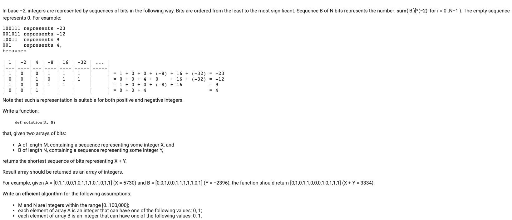 Solved In base -2, integers are represented by sequences of | Chegg.com