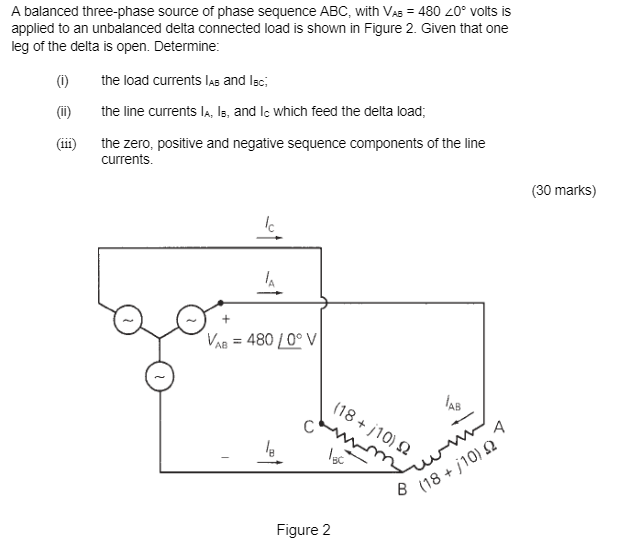 Solved A balanced three-phase source of phase sequence ABC, | Chegg.com