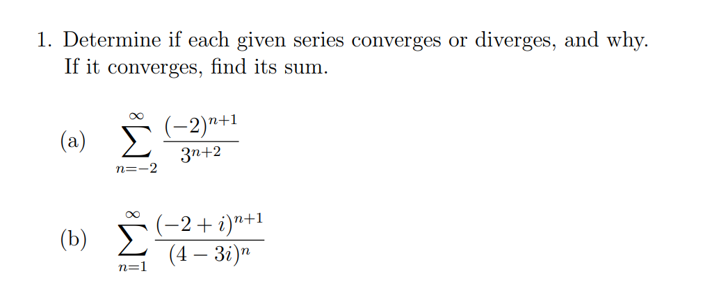 Solved Determine if each given series converges or diverges, | Chegg.com