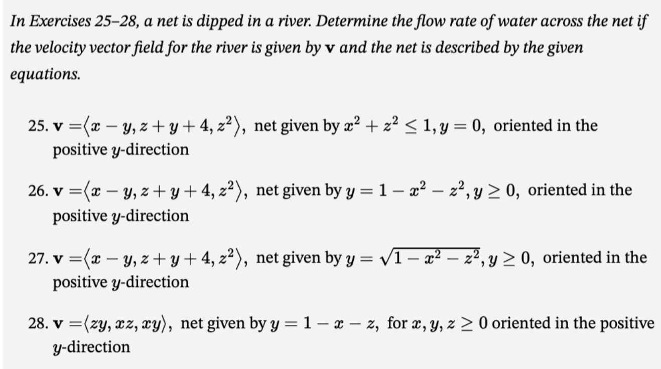 Solved In Exercises 25–28, a net is dipped in a river. | Chegg.com