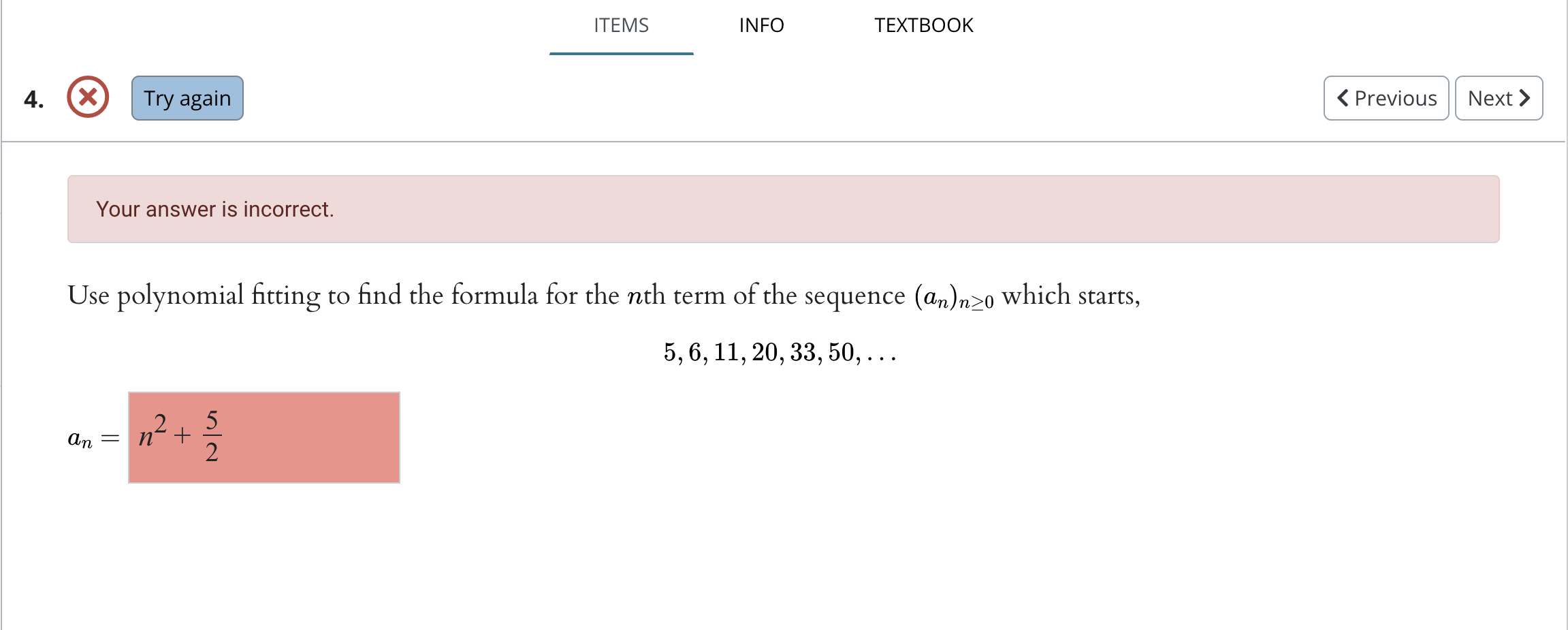 Solved Use polynomial fitting to find the formula for the | Chegg.com
