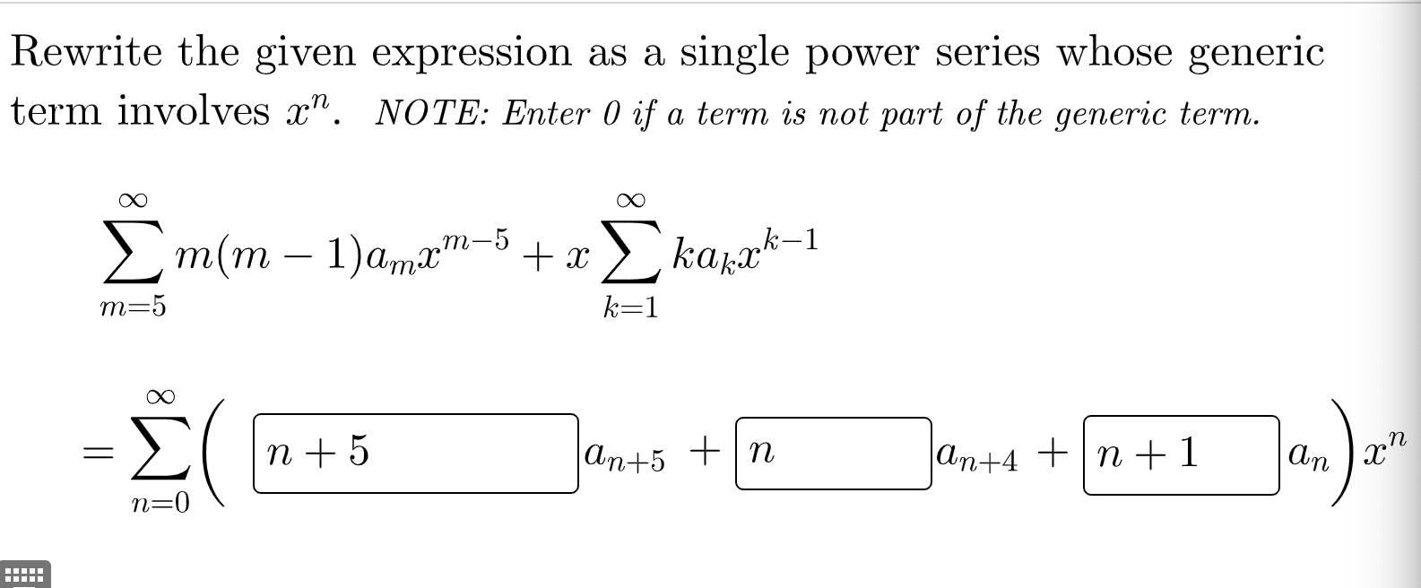 Solved rewrite the given expression as a single power series | Chegg.com