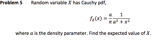 Solved Problem 5 Random variable X has Cauchy pdf, fx(x) а 1 | Chegg.com