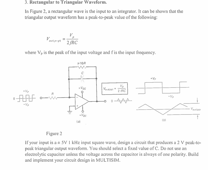Solved 3. Rectangular to Triangular Waveform. In Figure 2, a | Chegg.com