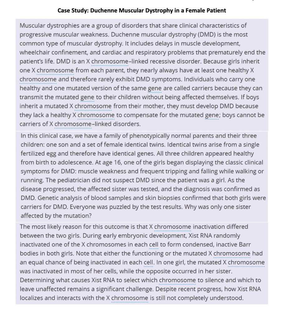 Solved Case Study: Duchenne Muscular Dystrophy in a Female | Chegg.com