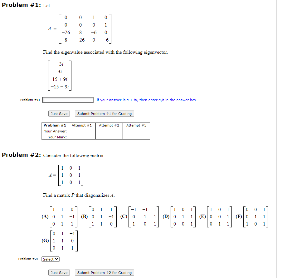 Solved Problem \#1: Let A=⎣⎡00−268008−2610−60010−6⎦⎤. Find | Chegg.com