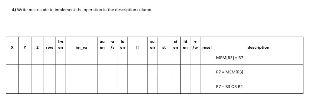 4) Write microcode to implement the operation in the | Chegg.com