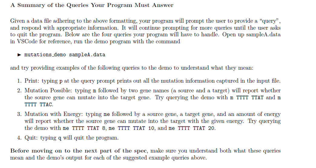 Solved 1. Read the mutation data into your data structure. | Chegg.com