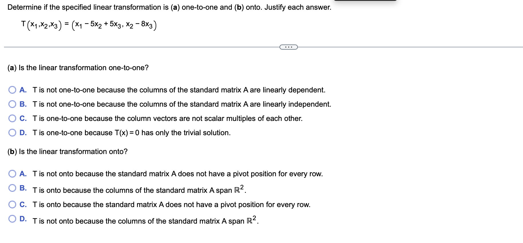 Solved Determine if the specified linear transformation is | Chegg.com