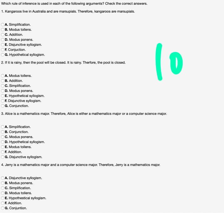 Solved Which rule of inference is used in each of the | Chegg.com
