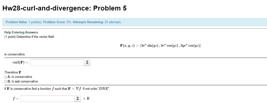 Solved Hw28-curl-and-divergence: Problem 5 Problem Value: 1 | Chegg.com