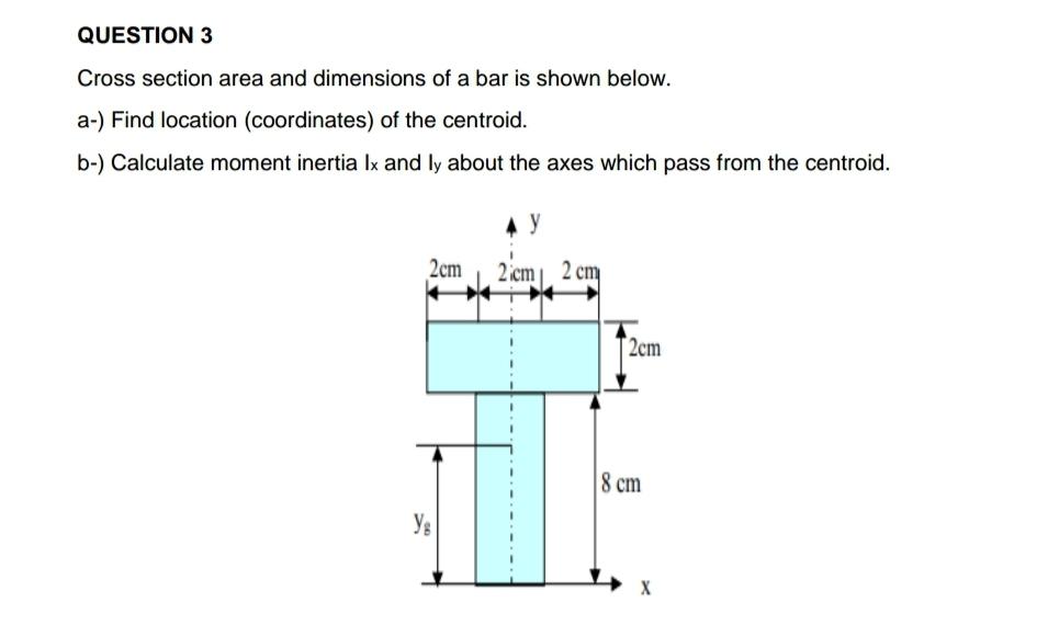 Solved QUESTION 3 Cross section area and dimensions of a bar | Chegg.com