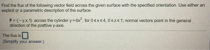 Solved Find the flux of the following vector field across | Chegg.com