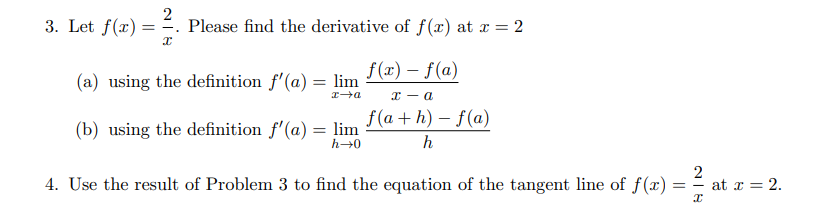 Solved 3. Let f(x)=x2. Please find the derivative of f(x) at | Chegg.com