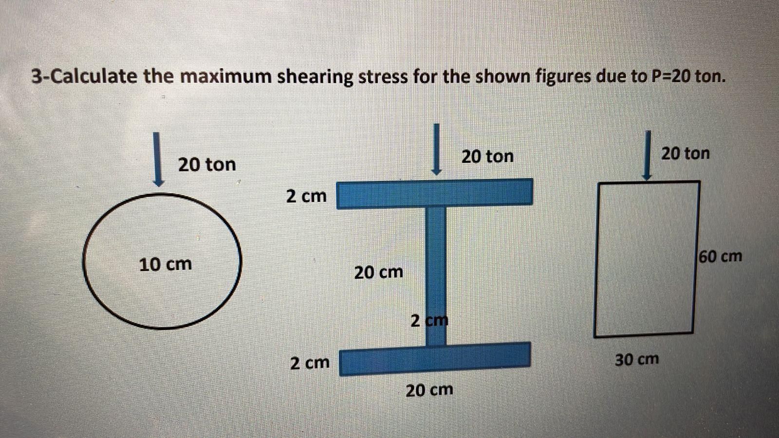 Solved Calculate the maximum shearing stress for the shown | Chegg.com