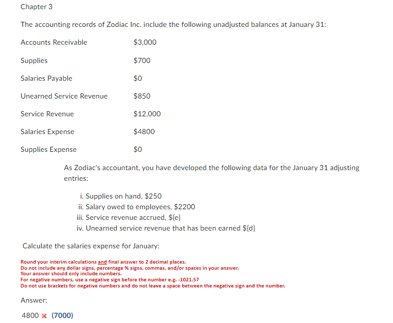 Solved The accounting records of Zodiac Inc. include the | Chegg.com