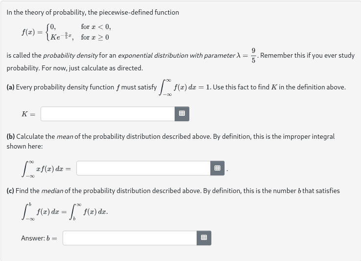 Solved In the theory of probability, the piecewise-defined | Chegg.com