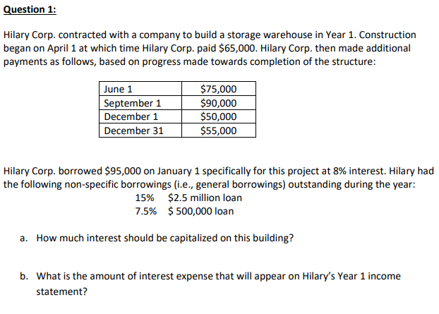 Solved Hilary Corp. contracted with a company to build a | Chegg.com