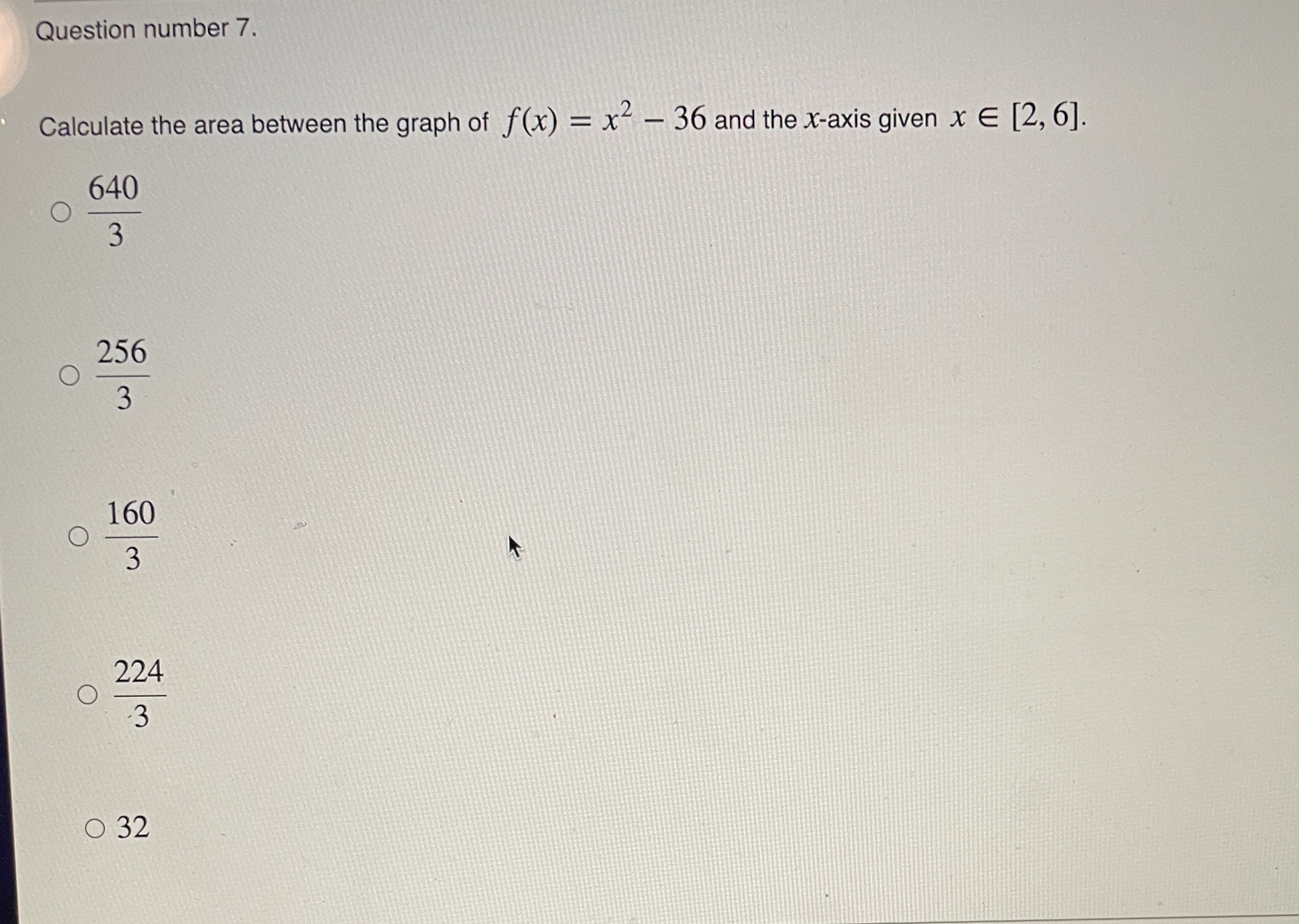 Solved Question number 7.Calculate the area between the | Chegg.com