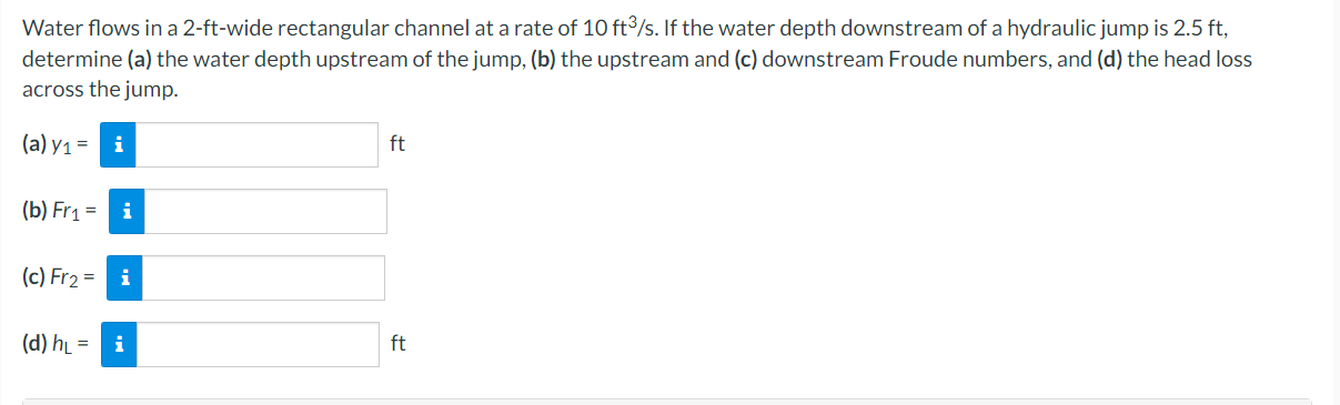 Solved Water flows in a 2- ft-wide rectangular channel at a | Chegg.com