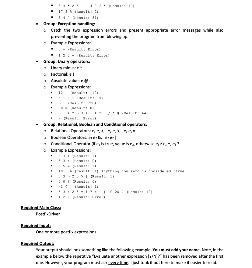 Solved Enhanced Postfix Evaluator Problem Description: In | Chegg.com