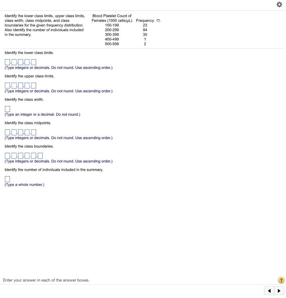 Solved ldentify the lower class limits, upper class limits, | Chegg.com