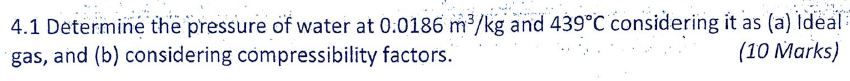 Solved 4.1 Determine the pressure of water at 0.0186 m3/kg | Chegg.com