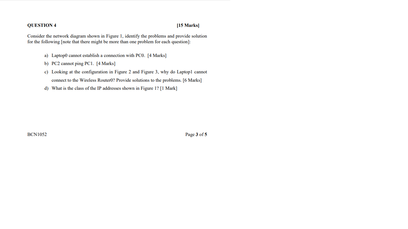 Solved QUESTION 4 [15 Marks Consider the network diagram | Chegg.com