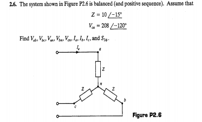 Solved 2.6. The system shown in Figure P2.6 is balanced (and | Chegg.com
