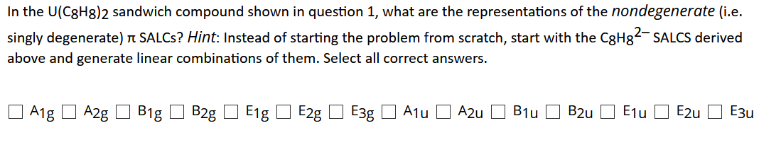 Solved Uranocene, u(C8H3)2, is one of the first | Chegg.com