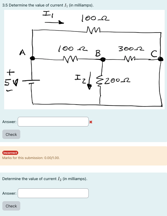 Solved 3 5 Determine The Value Of Current I1 In Milliamps