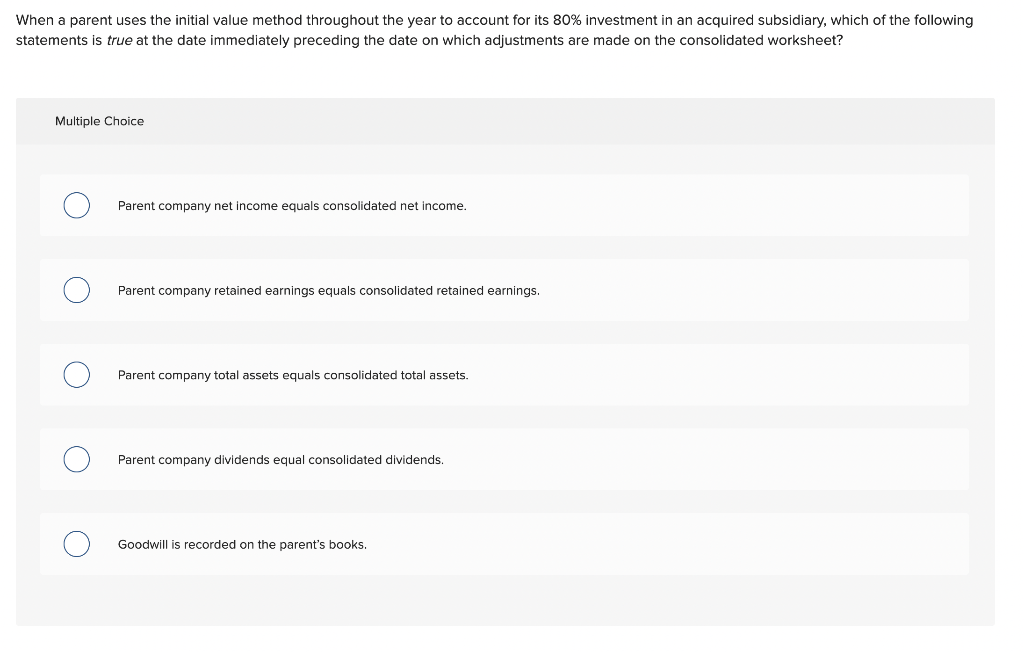 Solved When a parent uses the initial value method | Chegg.com