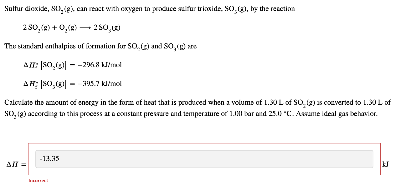 Solved sulfur dioxide, so3(g) can react with oxygen to | Chegg.com