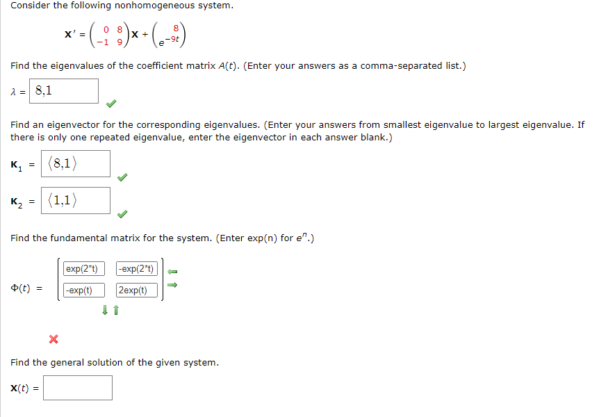 Solved Consider The Following Nonhomogeneous System