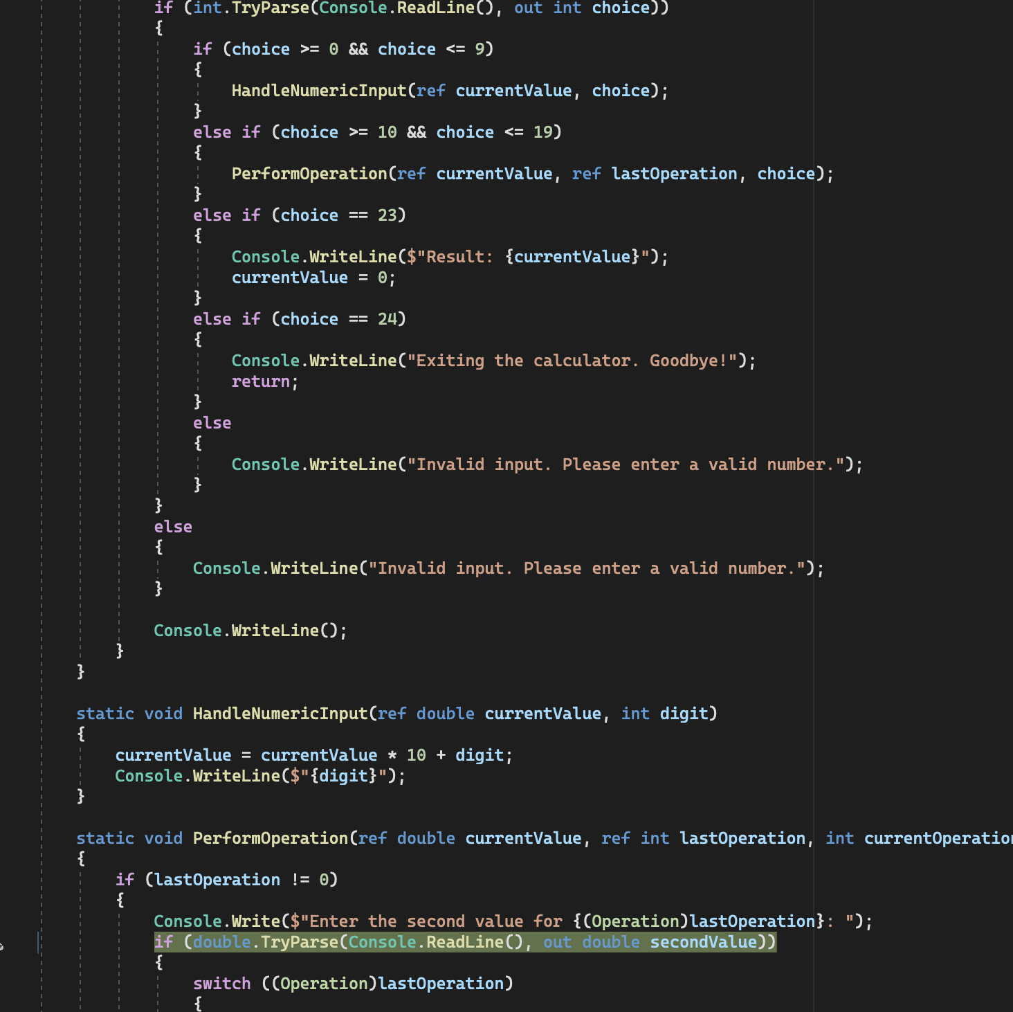 Solved this is part 2 ﻿if (int.TryParse(Console.ReadLine(), | Chegg.com