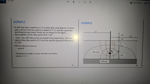 Solved EXAMPLE EXAMPLE • A still day layer underlies a 12 m | Chegg.com