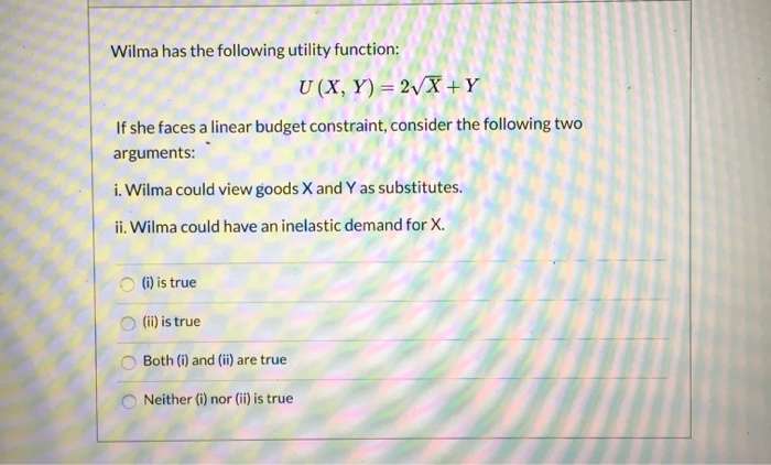 Solved Billy Joe's utility function is given by U (X,Y) InX | Chegg.com