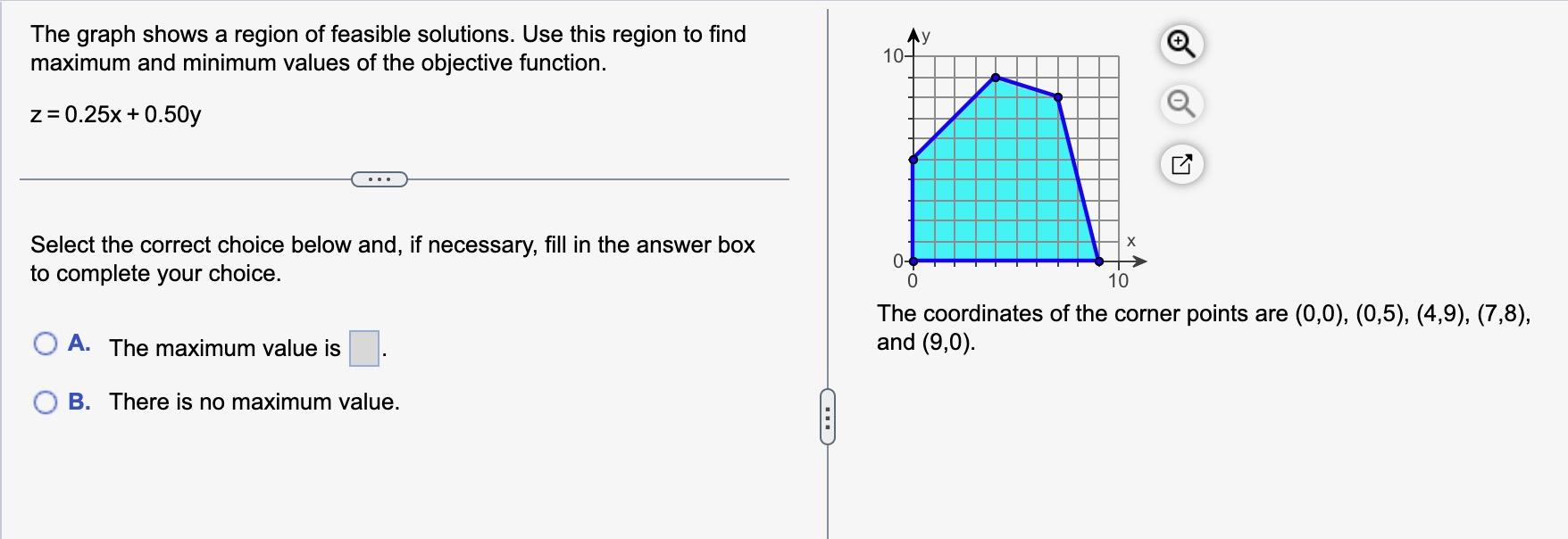 Solved The graph shows a region of feasible solutions. Use | Chegg.com